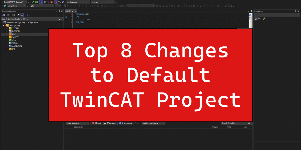 Top 8 Changes to Default TwinCAT Project - Control Works
